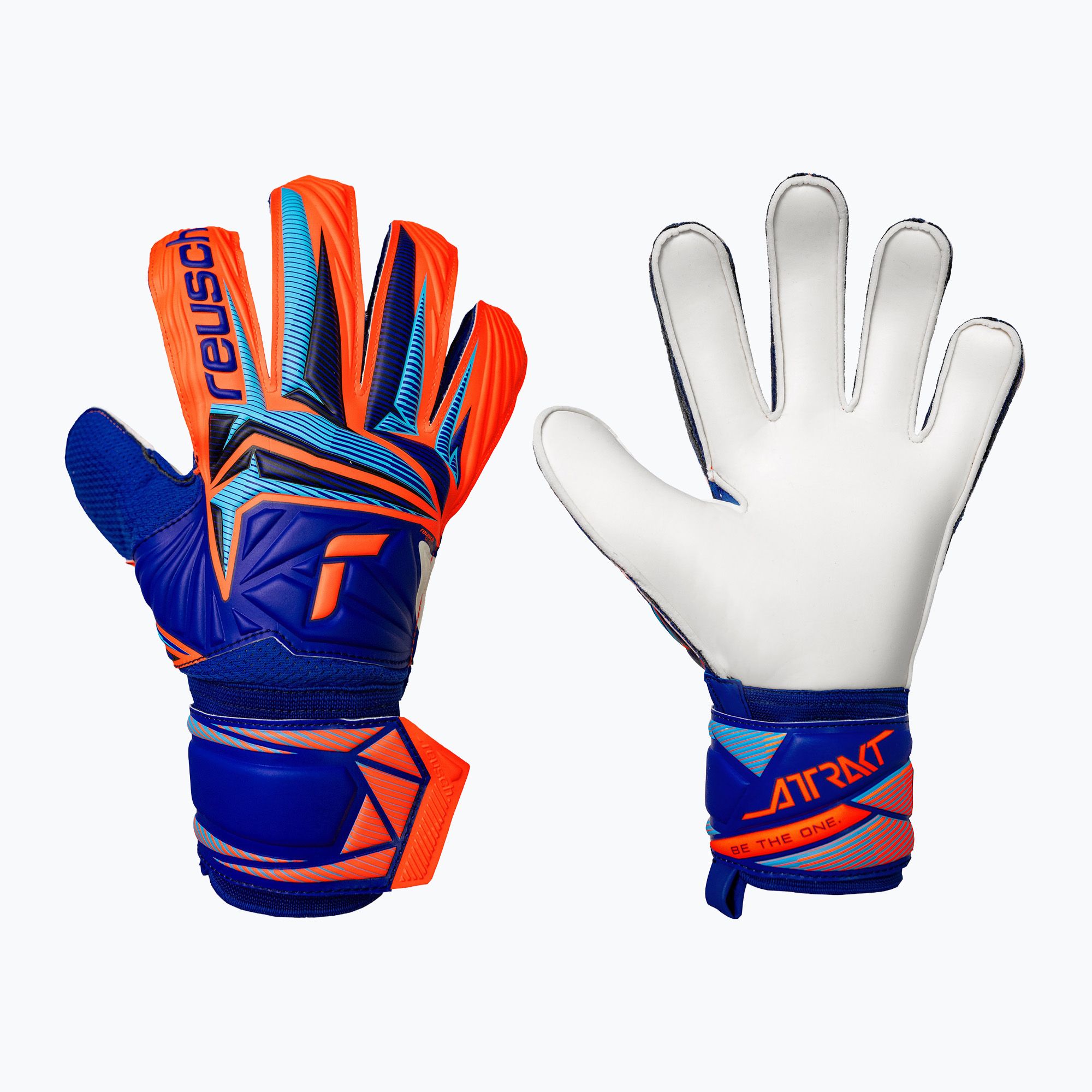 Вратарски ръкавици Reusch Attrakt Solid black/aqua blue/shocking orange ...