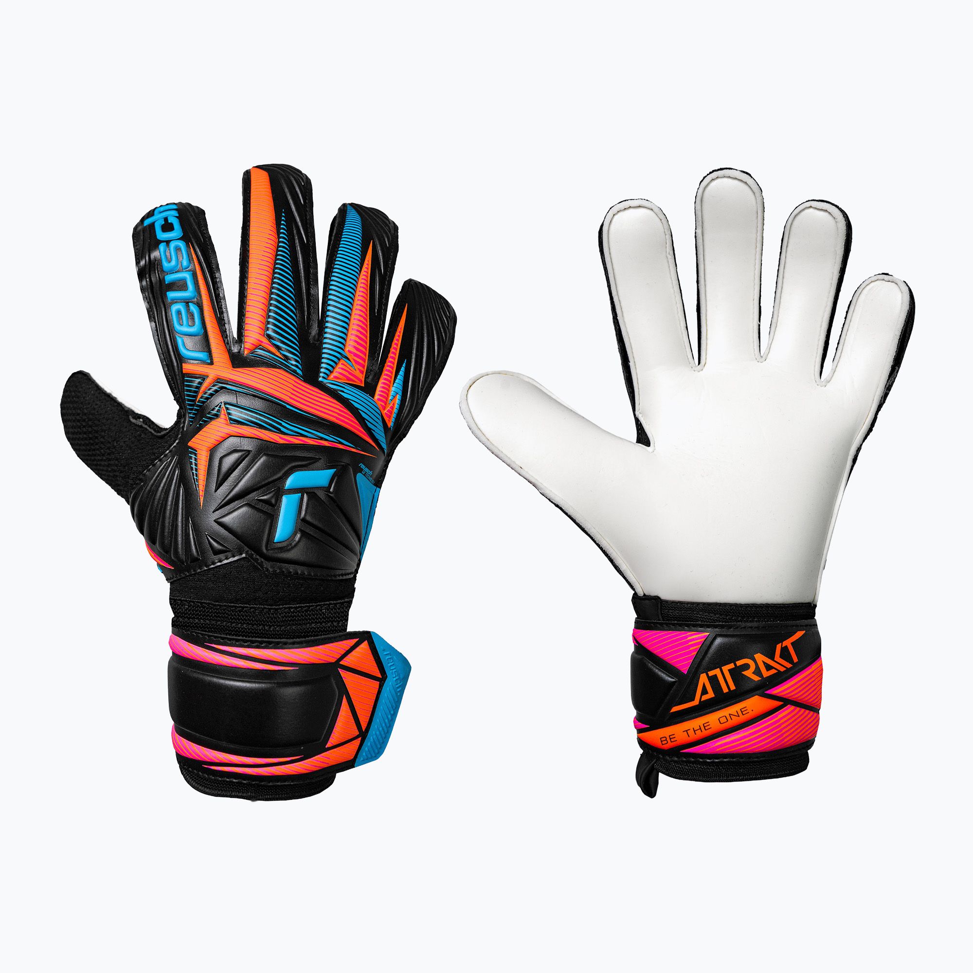Вратарски ръкавици Reusch Attrakt Solid black/aqua blue/shocking orange ...