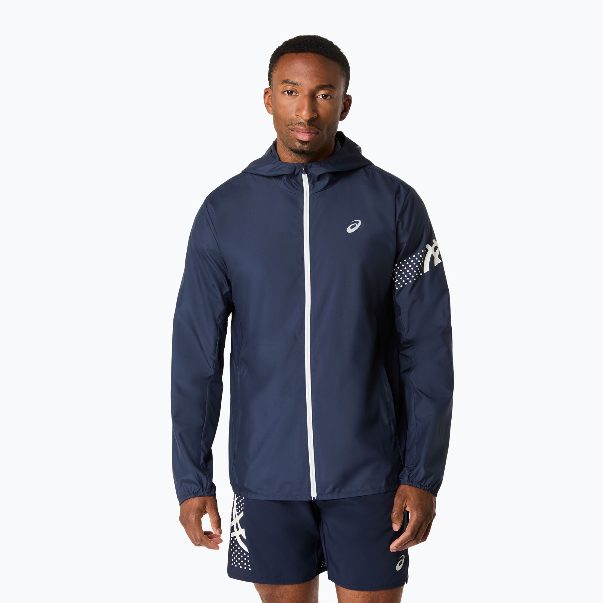 Мъжко яке за бягане ASICS Icon aegean blue/cream (2011D456) - Sportano.bg